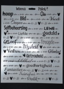 STENCIL AFRIKAANS SCRIBBLE WORDS 30 X 20CM | Wannapaint